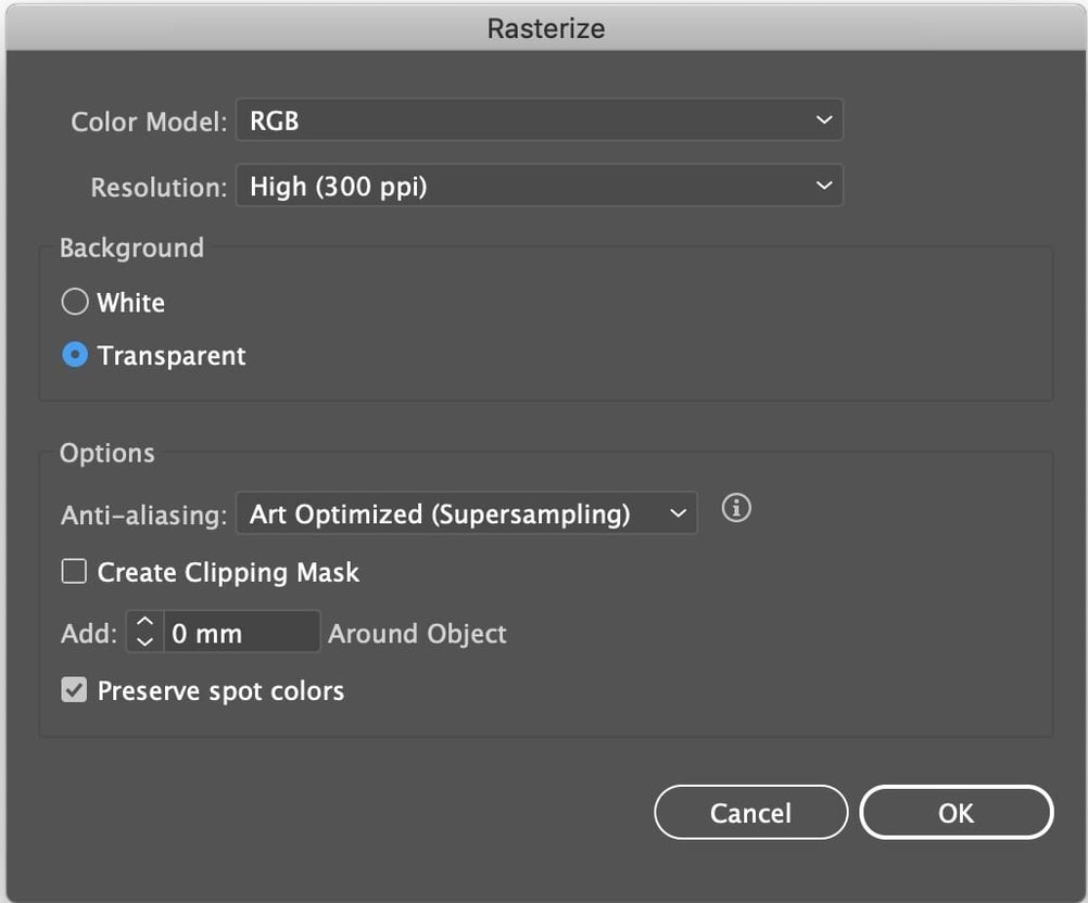 Rasterize Objects (Convert Vector Design to Bitmap)
